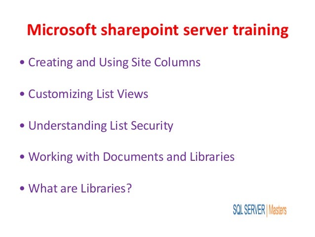 Microsoft sharepoint server training