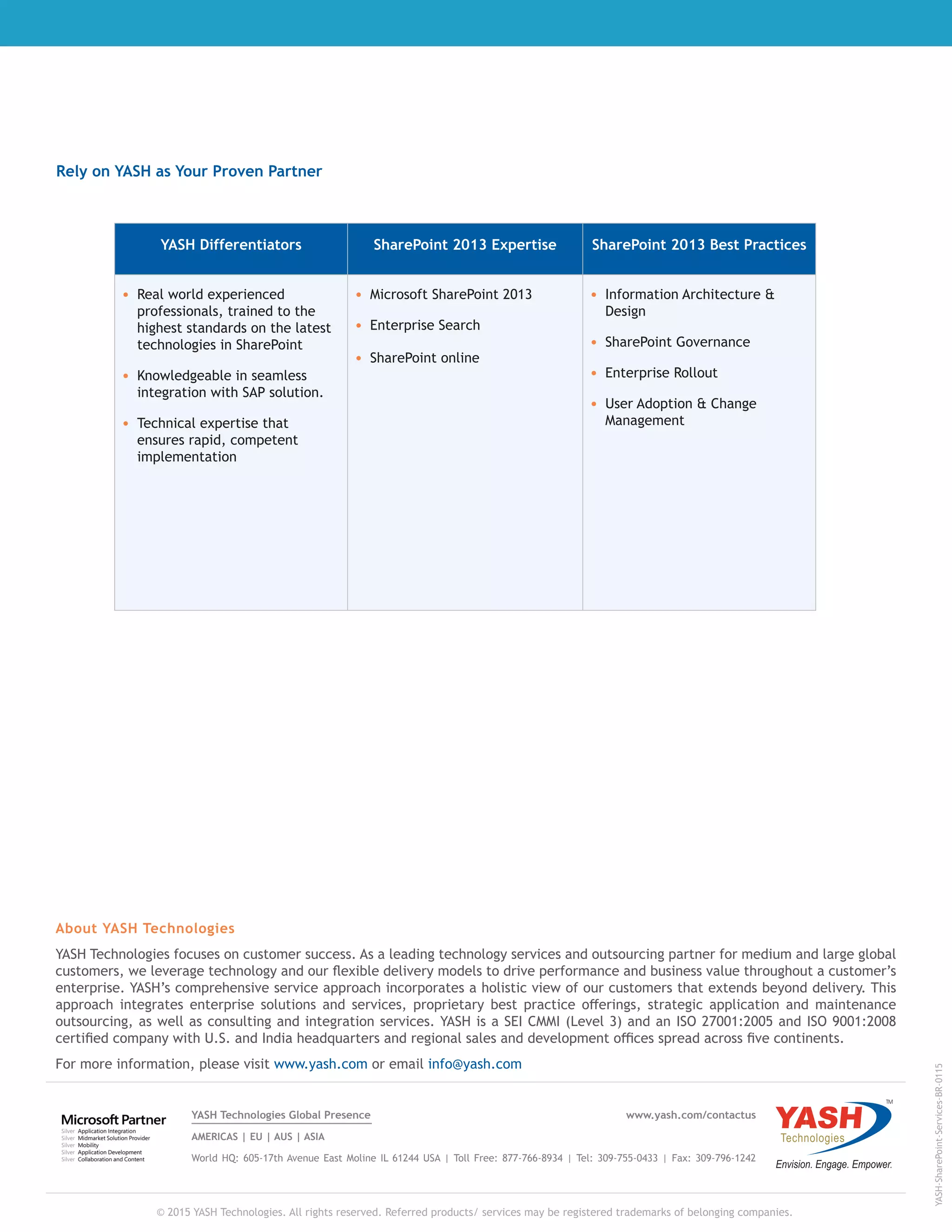 Microsoft share point services at yash | PDF
