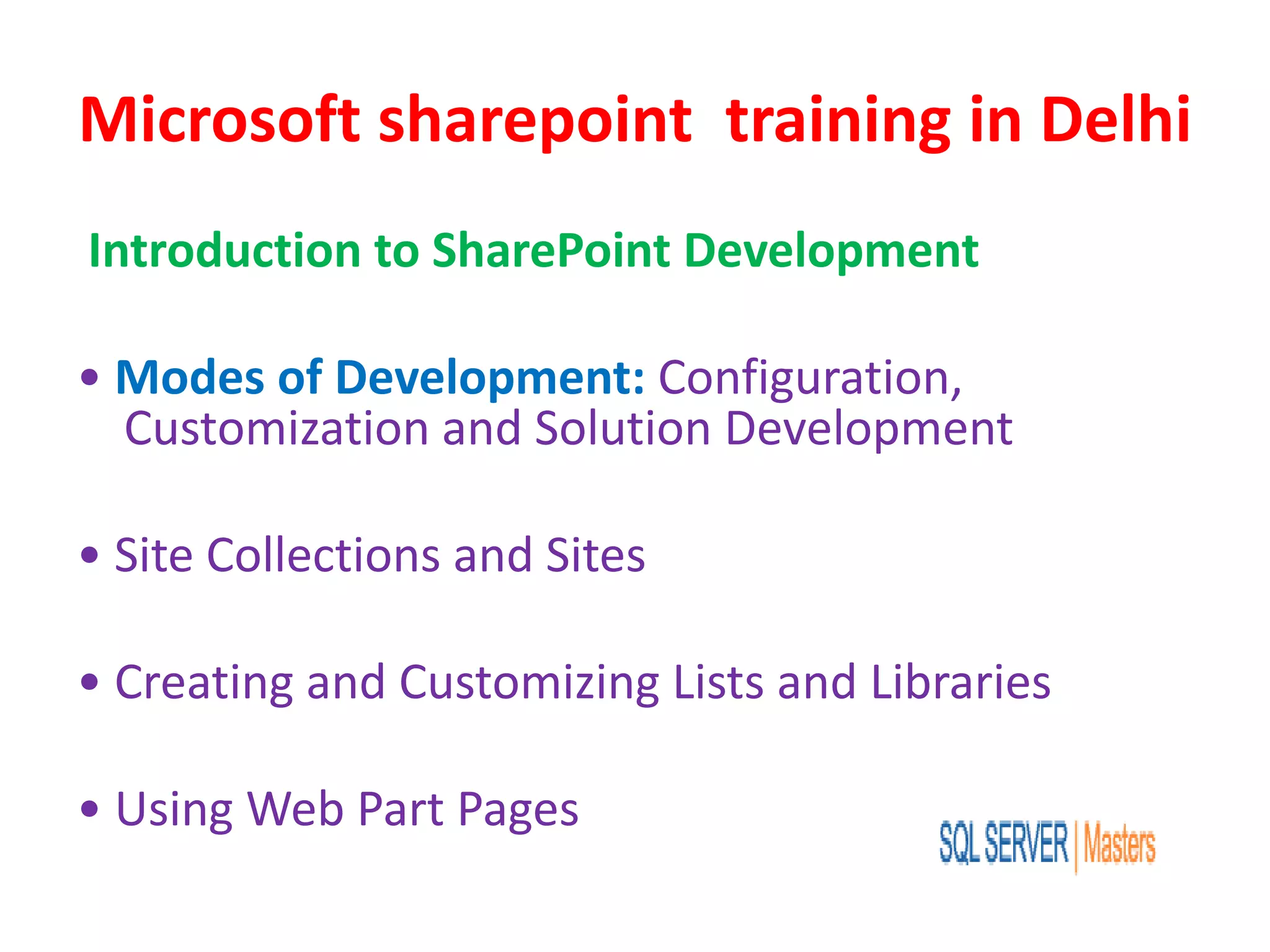 Microsoft sharepoint training in delhi | PPTX