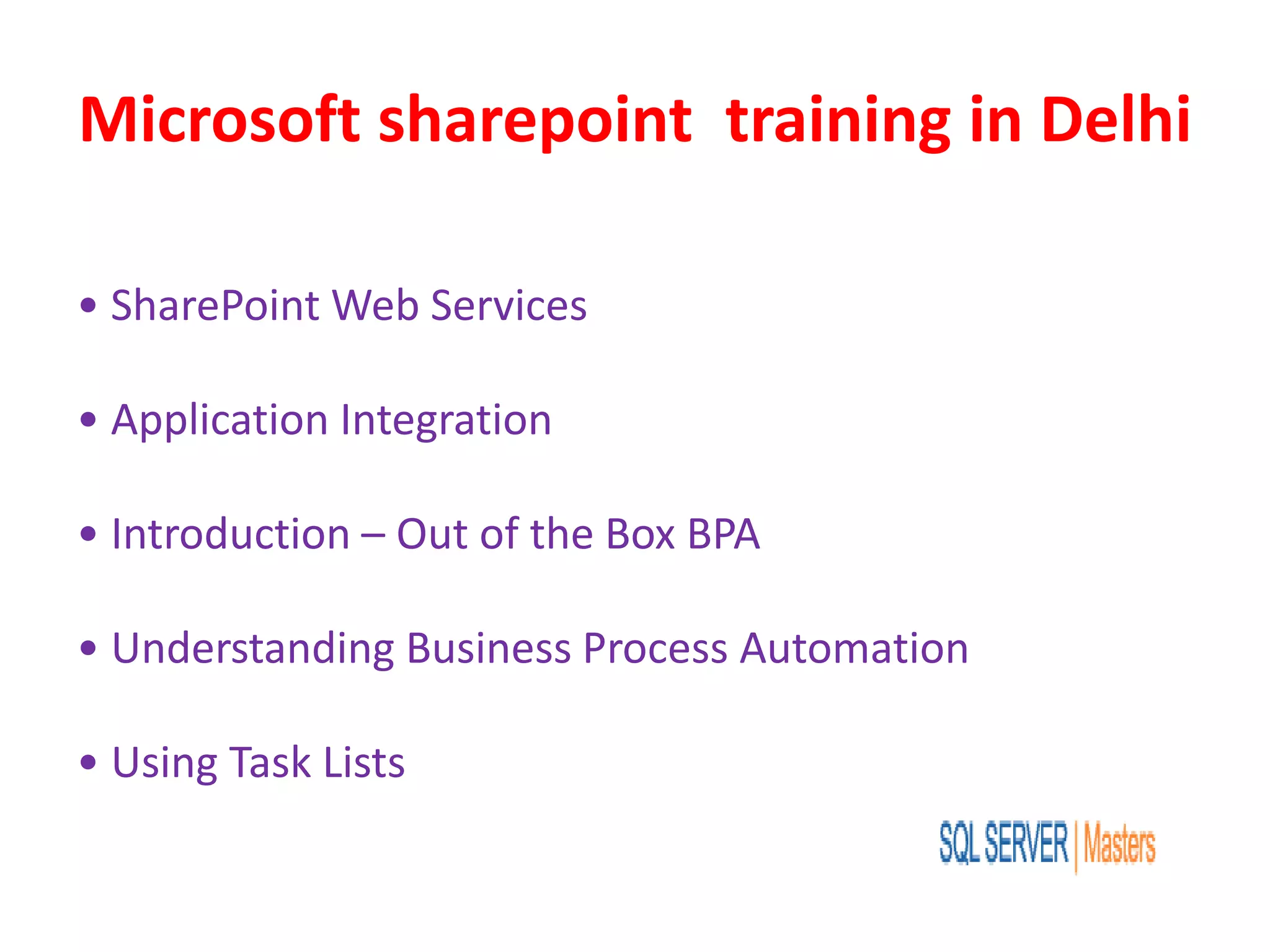 Microsoft sharepoint training in delhi | PPTX