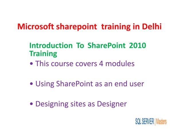 Microsoft sharepoint training in delhi | PPTX | Computing | Technology & Computing