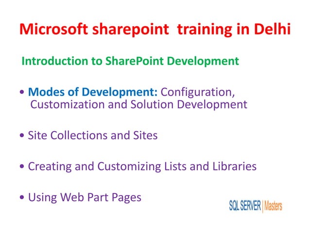Microsoft sharepoint training in delhi | PPTX | Computing | Technology & Computing