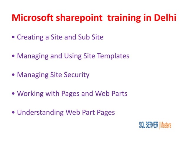 Microsoft sharepoint training in delhi | PPTX | Computing | Technology ...