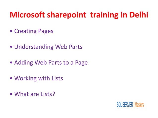 Microsoft sharepoint training in delhi | PPTX | Computing | Technology ...