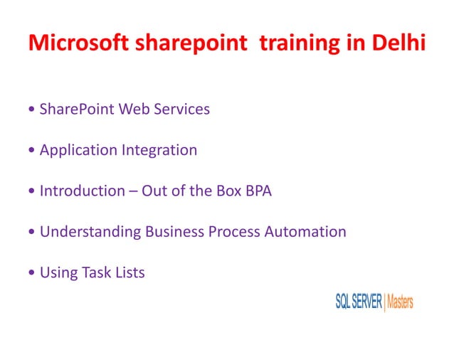 Microsoft sharepoint training in delhi | PPTX | Computing | Technology & Computing