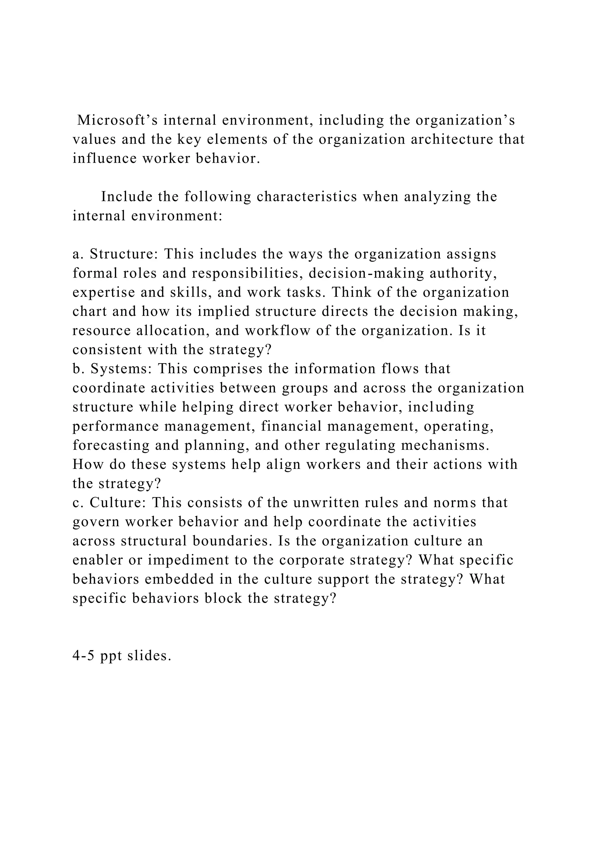 Microsoft’s internal environment, including the organization’s va.docx