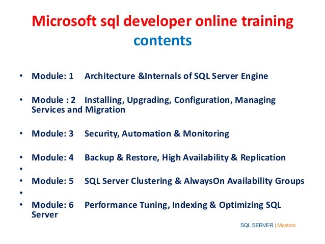 Microsoft sql developer online training