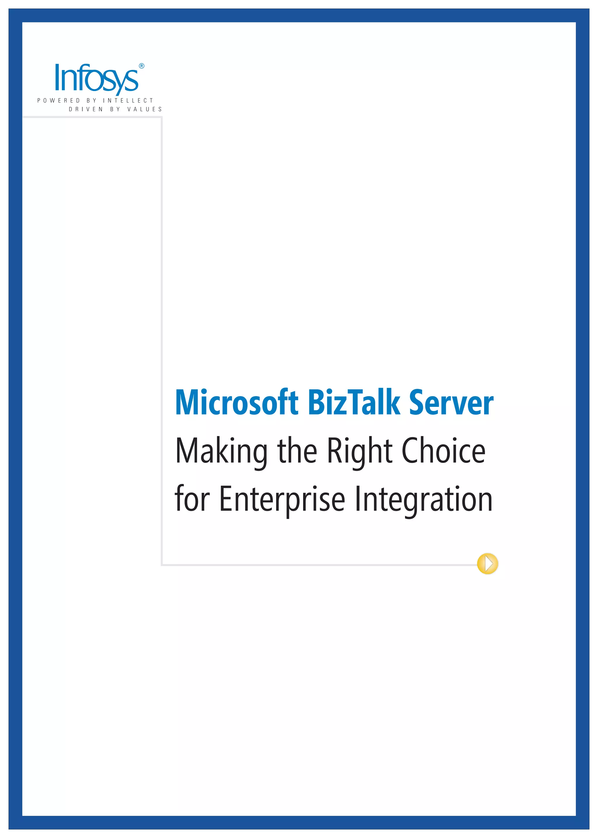 Infosys’ authors a whitepaper on Biztalk Server 2009 | PDF