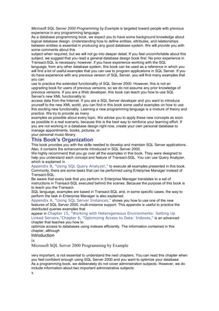 Microsoft sql server 2000 programming by example | PDF