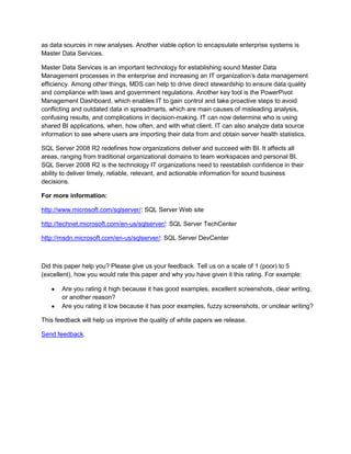 Microsoft sql server 2008 r2 business intelligence | PDF