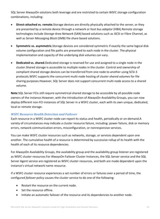 Microsoft SQL Server always on solutions guide for high availability and disaster recovery | PDF