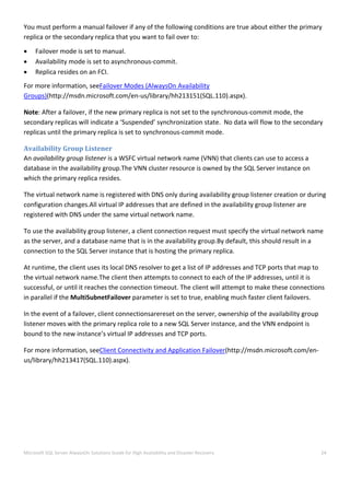 Microsoft SQL Server always on solutions guide for high availability ...