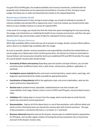 Microsoft SQL Server always on solutions guide for high availability and disaster recovery | PDF