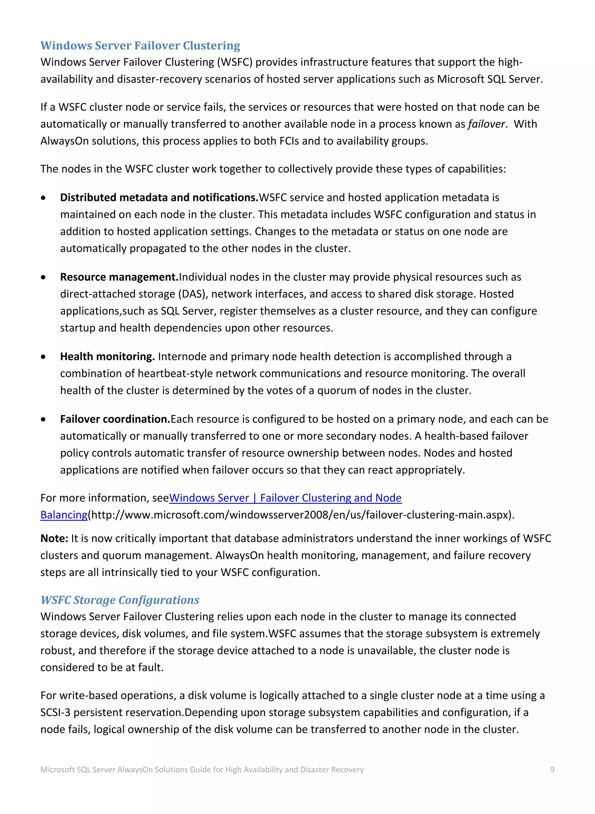 Microsoft sql server always on solutions guide for high availability and disaster recovery | PDF