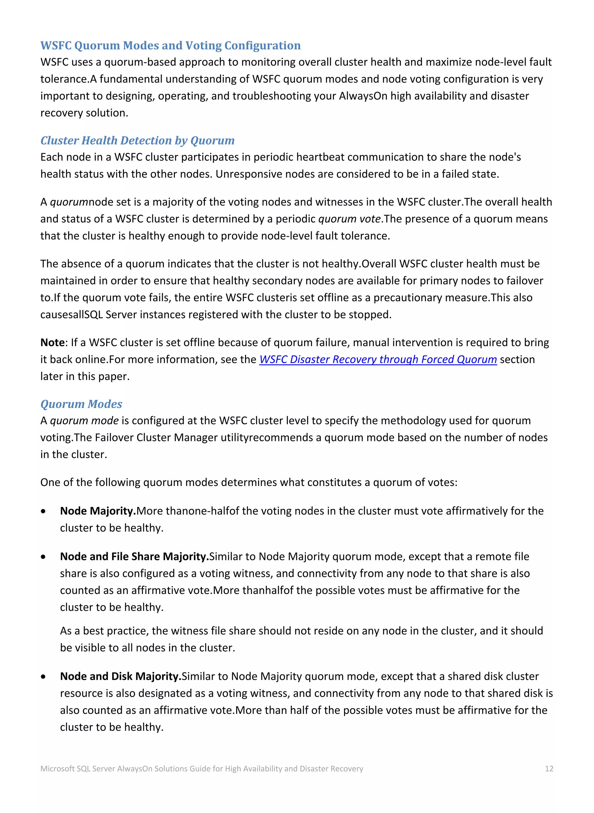 Microsoft sql server always on solutions guide for high availability and disaster recovery | PDF