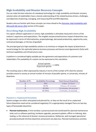 Microsoft sql server always on solutions guide for high availability and disaster recovery | PDF
