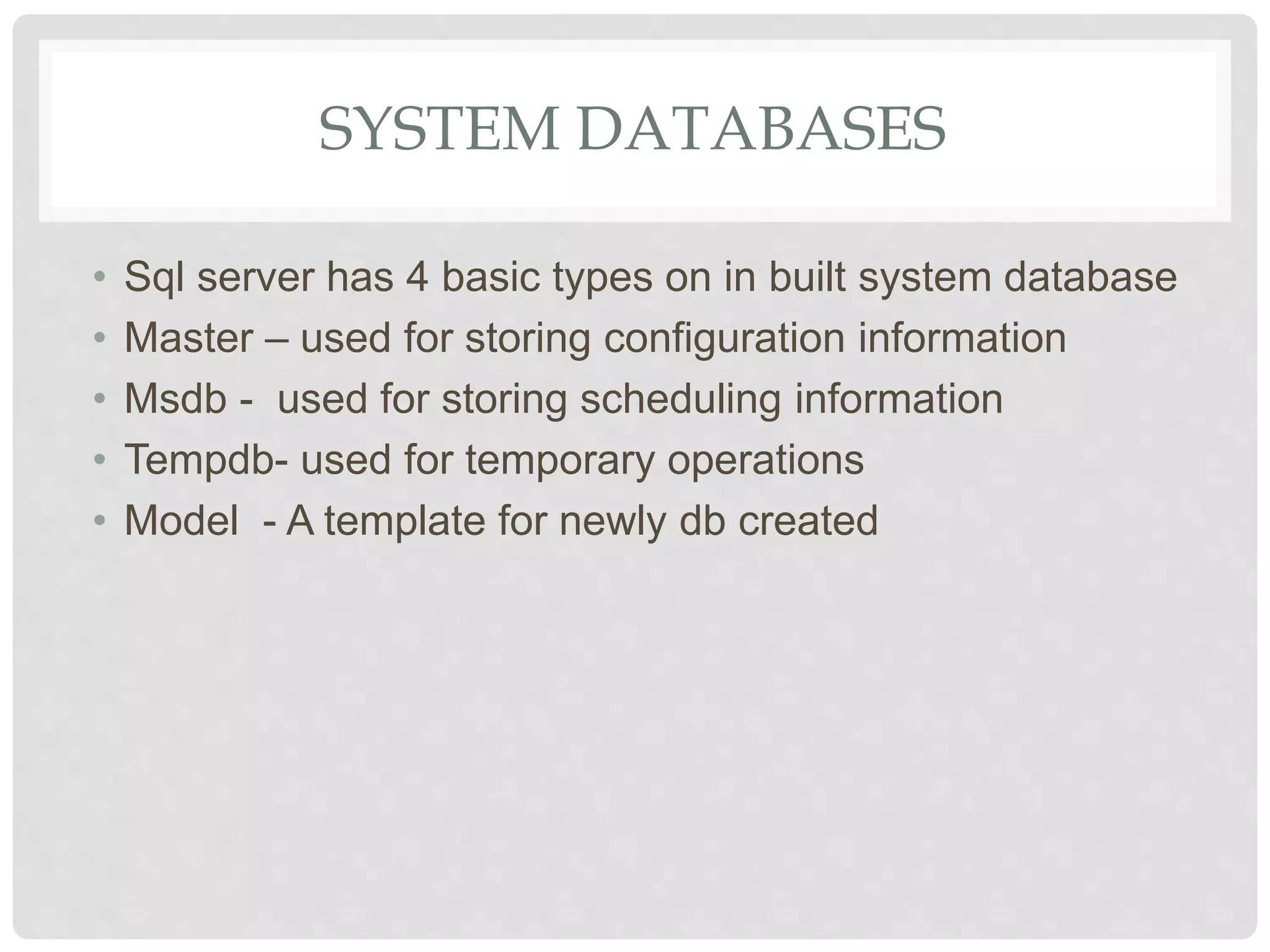 Microsoft Sql Server Database Administration Pptx Databases Computer Software And Applications