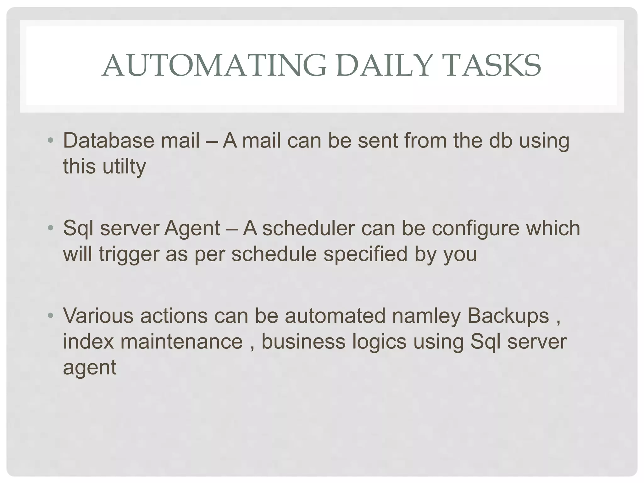 Microsoft Sql Server Database Administration Pptx Databases Computer Software And Applications