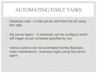 Microsoft sql server database administration | PPTX