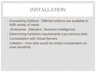 Microsoft sql server database administration | PPTX