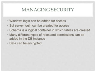 Microsoft sql server database administration | PPTX