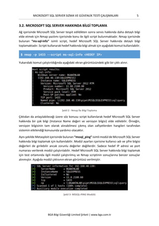 MICROSOFT SQL SERVER SIZMA VE GÜVENLİK TESTİ ÇALIŞMALARI | PDF