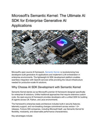Semantic Kernel: Microsoft AI SDK for Enterprise Apps | PDF