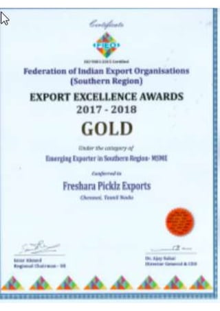 Winning Top Export Excellence awards and awards for Best Agro based ...