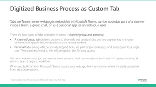 Digitizing business processes with Microsoft Teams Custom app ...