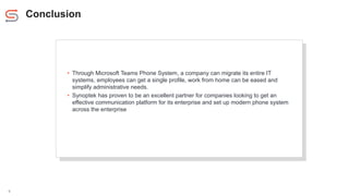 Microsoft teams phone system implementation by synoptek | PPTX