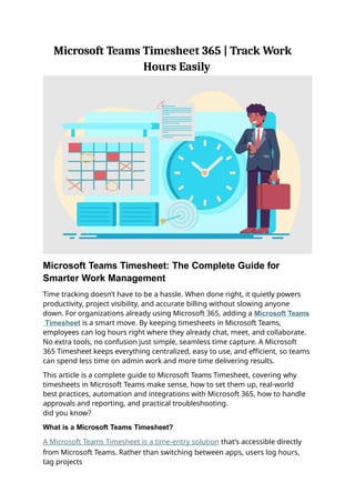 Microsoft Teams Timesheet 365 | Track Work Hours Easily | PPTX