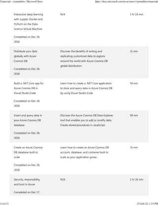 Microsoft Transcript VDMohire-2022 | PDF