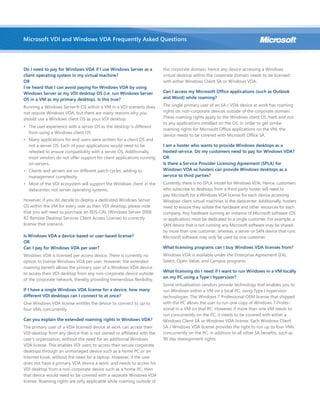 Microsoft VDI, VDA FAQ 3.0 | PDF