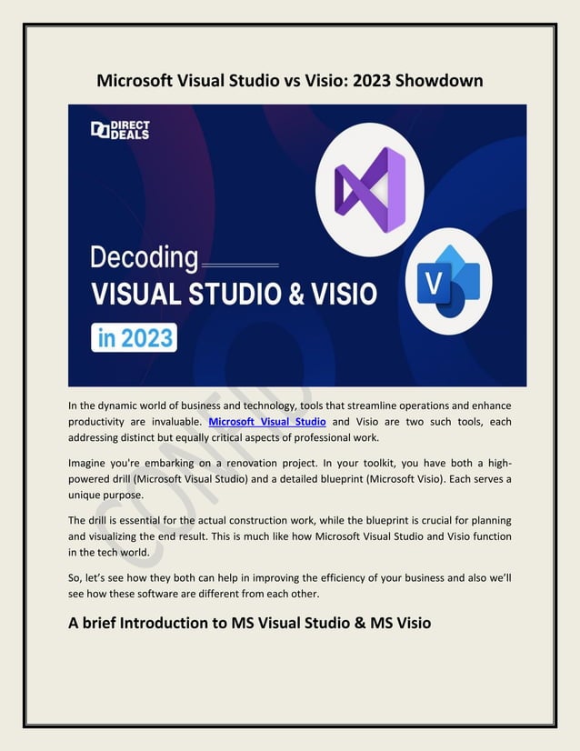 Microsoft Visual Studio vs Visio: 2023 Showdown | PDF