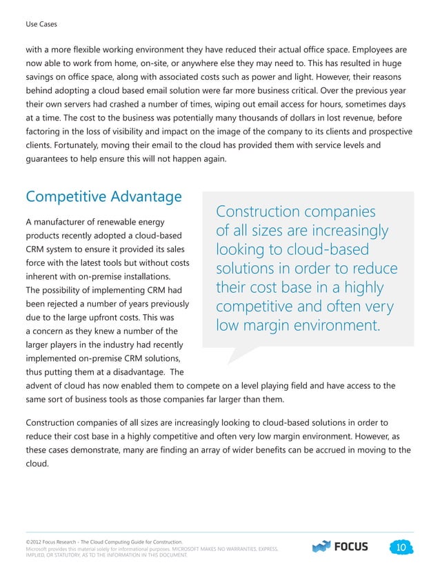 Microsoft Whitepaper: Cloud Computing Guide for Construction | PDF