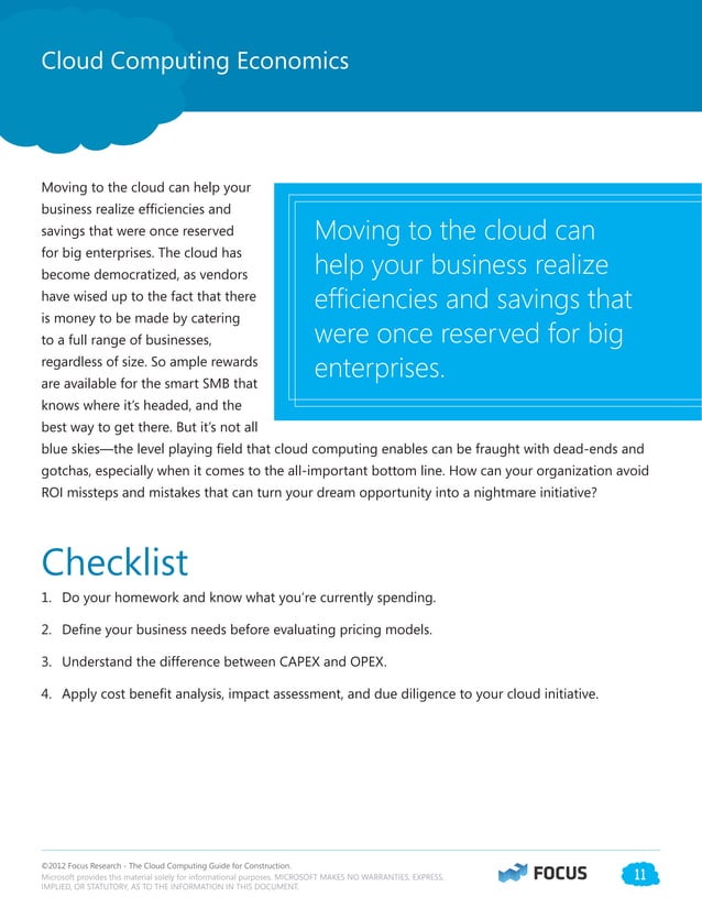 Microsoft Whitepaper: Cloud Computing Guide for Construction | PDF