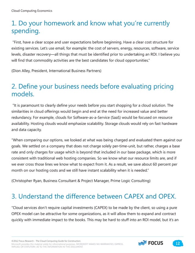 Microsoft Whitepaper: Cloud Computing Guide for Construction | PDF