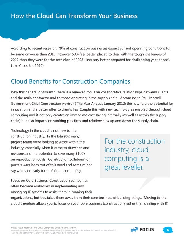 Microsoft Whitepaper: Cloud Computing Guide for Construction | PDF