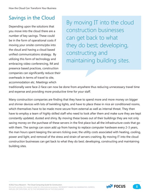 Microsoft Whitepaper: Cloud Computing Guide for Construction | PDF