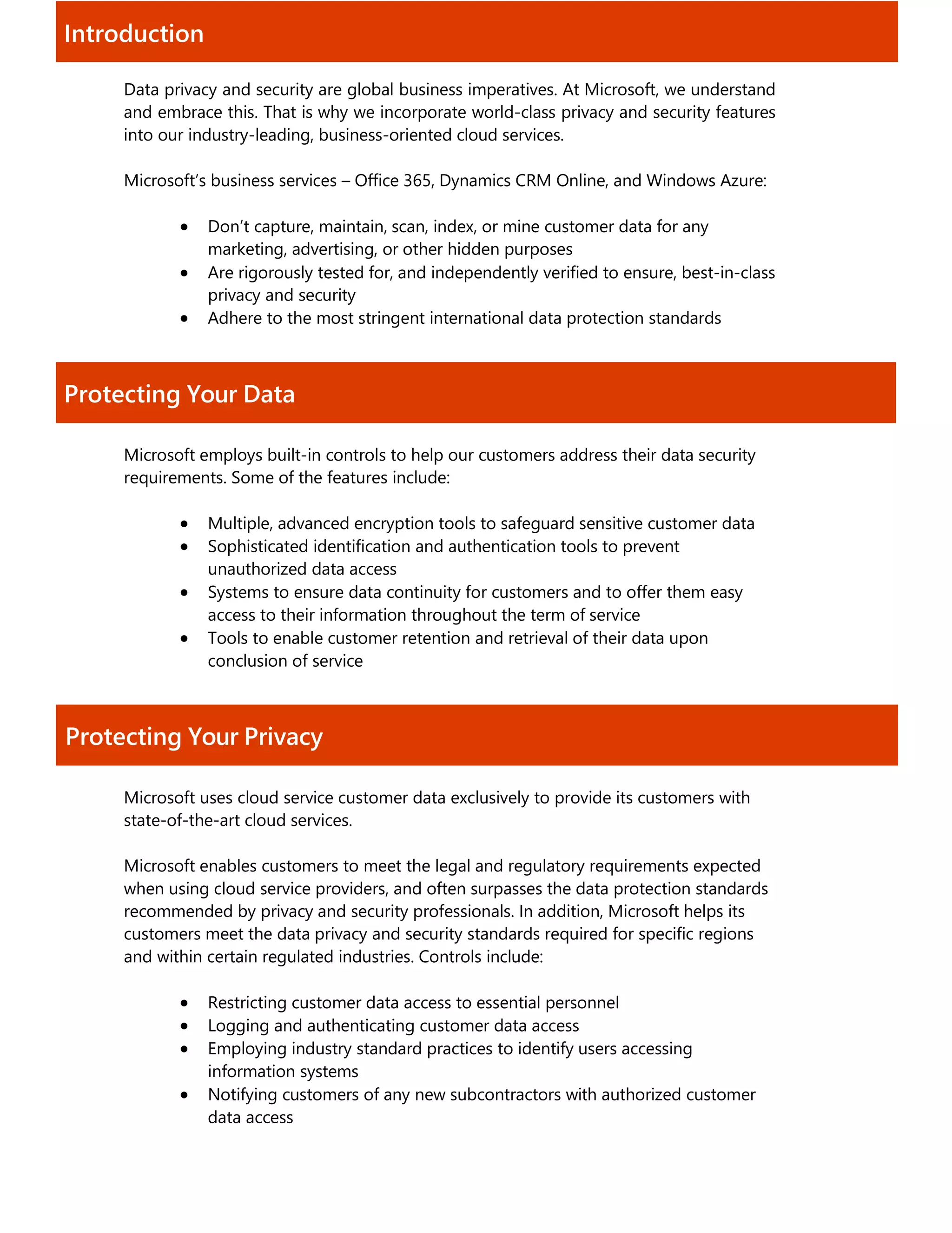 Microsoft Whitepaper: Cloud Privacy Guide | PDF