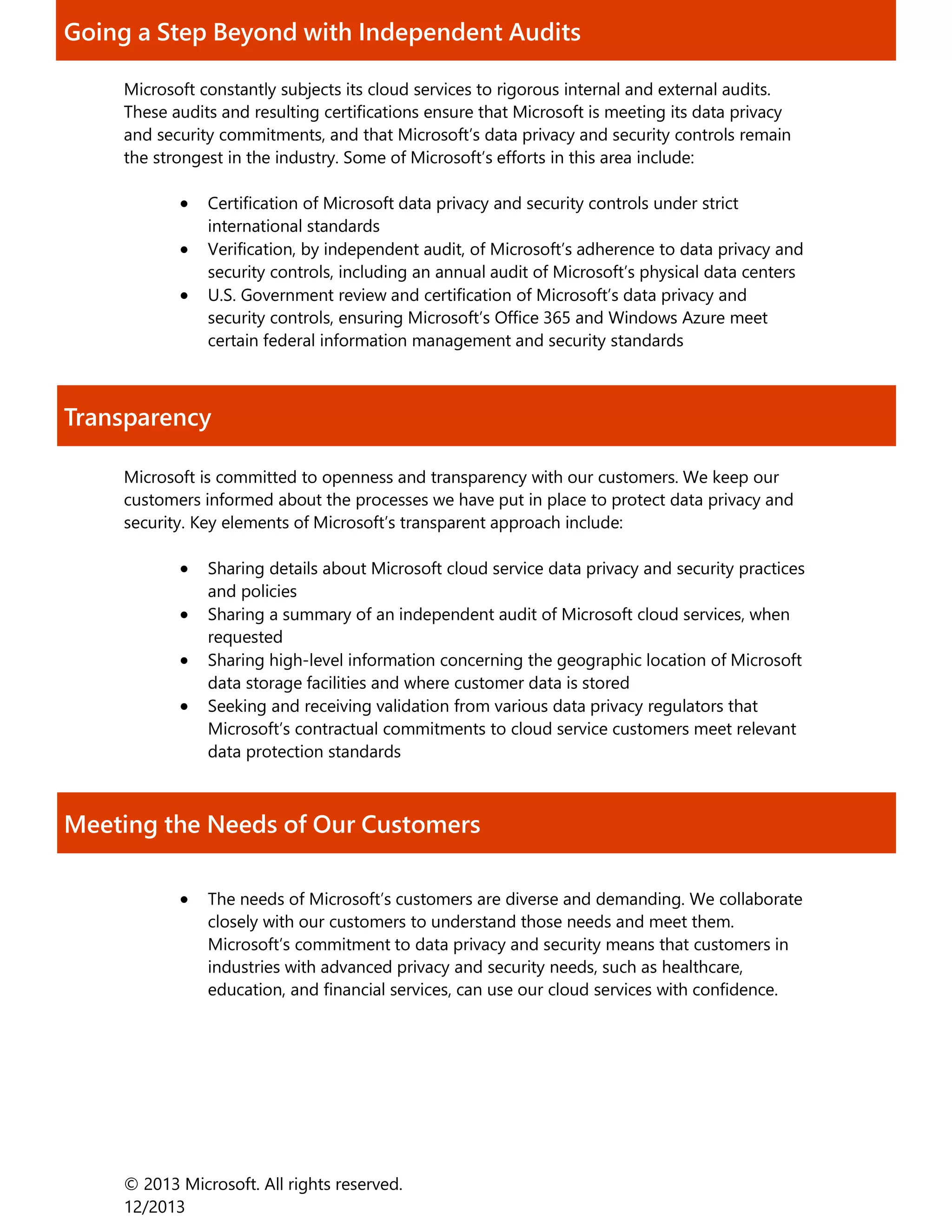 Microsoft Whitepaper: Cloud Privacy Guide | PDF