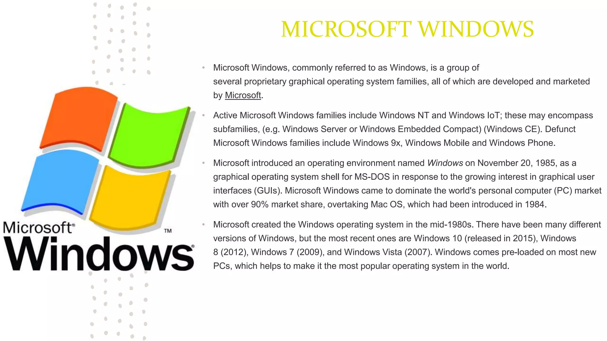 Operating System - Microsoft Windows 10 | PPTX