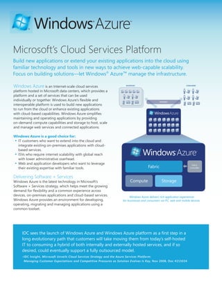 Microsoft Windows Azure - Cloud Services Platform Datasheet | PDF