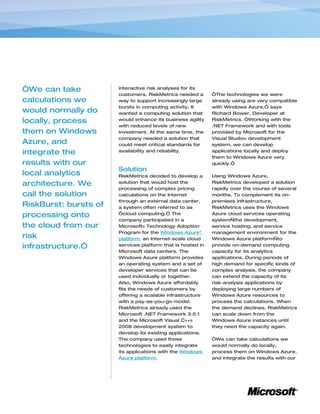 Microsoft Windows Azure - RiskMetrics Enhances Capabilities With ...