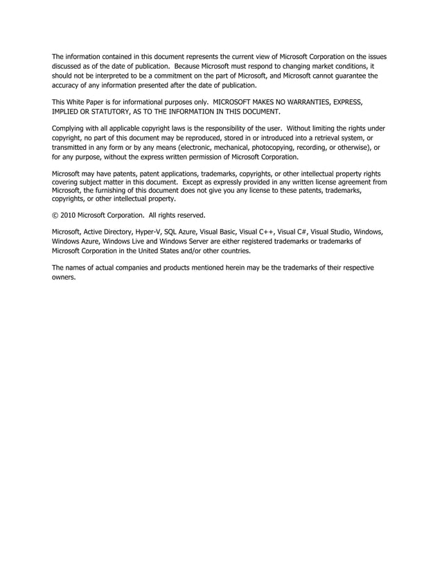 Microsoft Windows Azure - Security Best Practices for Developing Windows Azure Applications ...