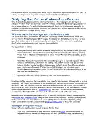 Microsoft Windows Azure - Security Best Practices for Developing ...
