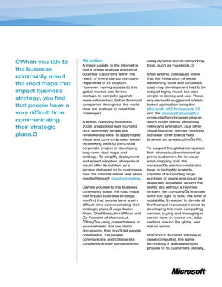 Microsoft Windows Azure - SharpCloud Manufacturing Triples Productivity Case Study | PDF