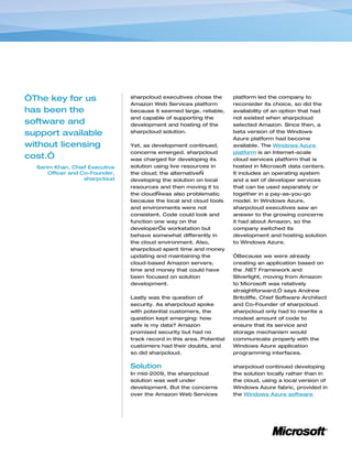 Microsoft Windows Azure - SharpCloud Manufacturing Triples Productivity Case Study | PDF