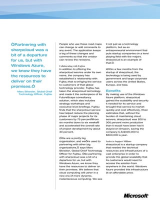 Microsoft Windows Azure - SharpCloud Manufacturing Triples Productivity Case Study | PDF