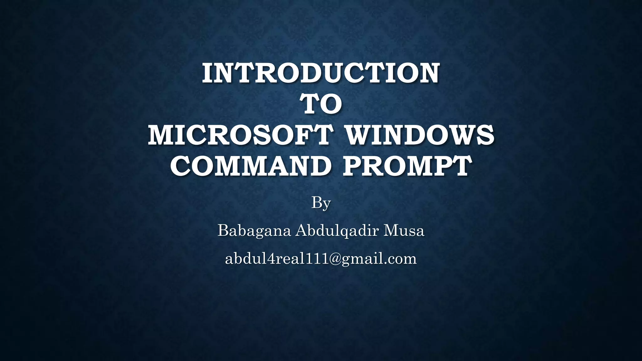 Microsoft windows command prompt | PPT